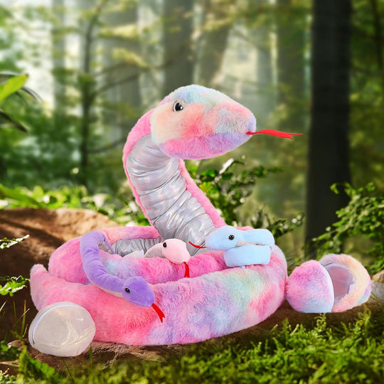 Snake Stuffed Animal Toy Set, Green/Yellow/Red/Pink/Brown, 79/118 Inches