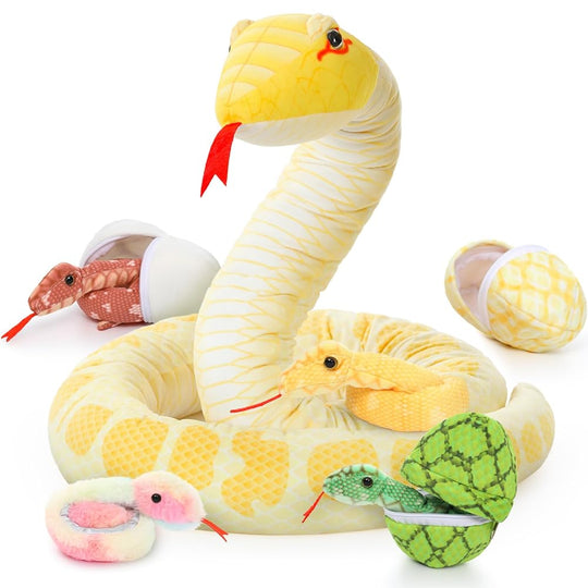 Snake Stuffed Animal Toy Set, Green/Yellow/Red/Pink/Brown, 79/118 Inches